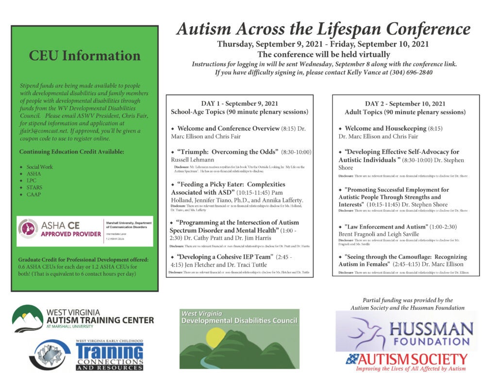 2021 Autism Across the Lifespan Conference - WV Autism Training Center