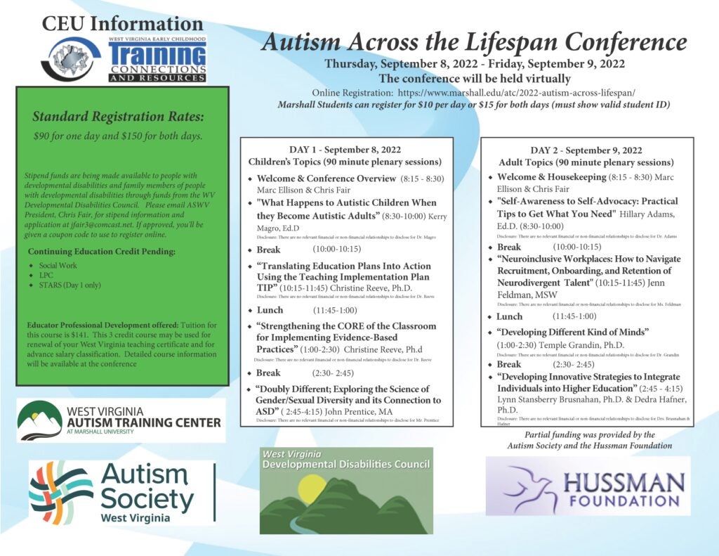2022 Autism Across the Lifespan Conference - WV Autism Training Center