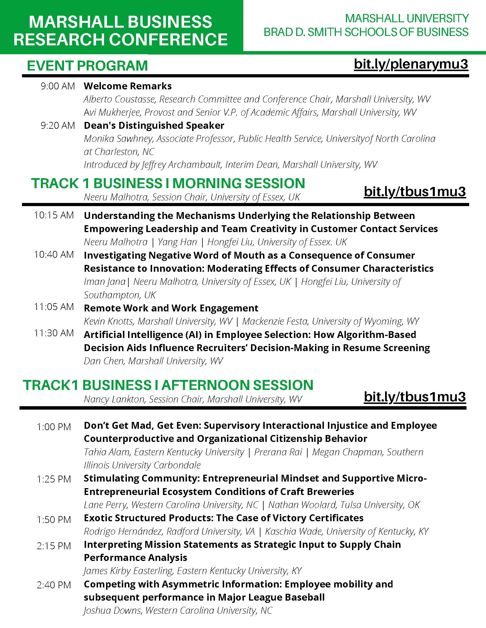 Marshall Business Research Conference