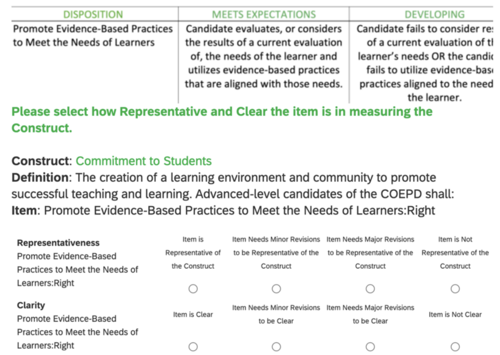 Content Validity & Reliability Procedure – COEPD Assessment