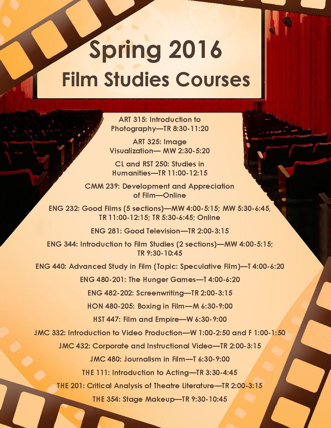 Spring 2016 Courses Film Studies