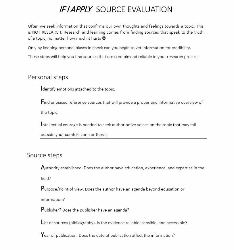 Evaluating Sources - Marshall Libraries