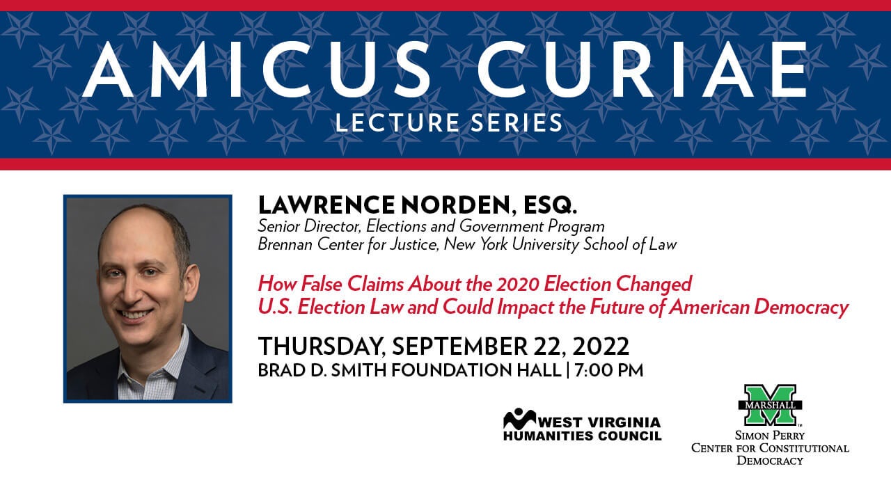 Amicus Curiae Lecture Series continues with Lawrence Norden - Marshall ...