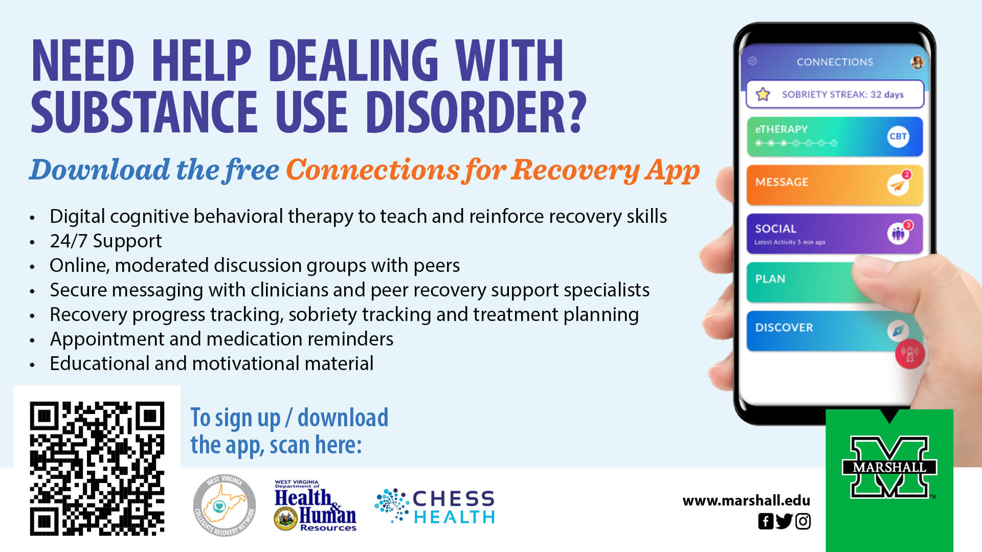 Free app for students dealing with substance use disorder - Marshall ...