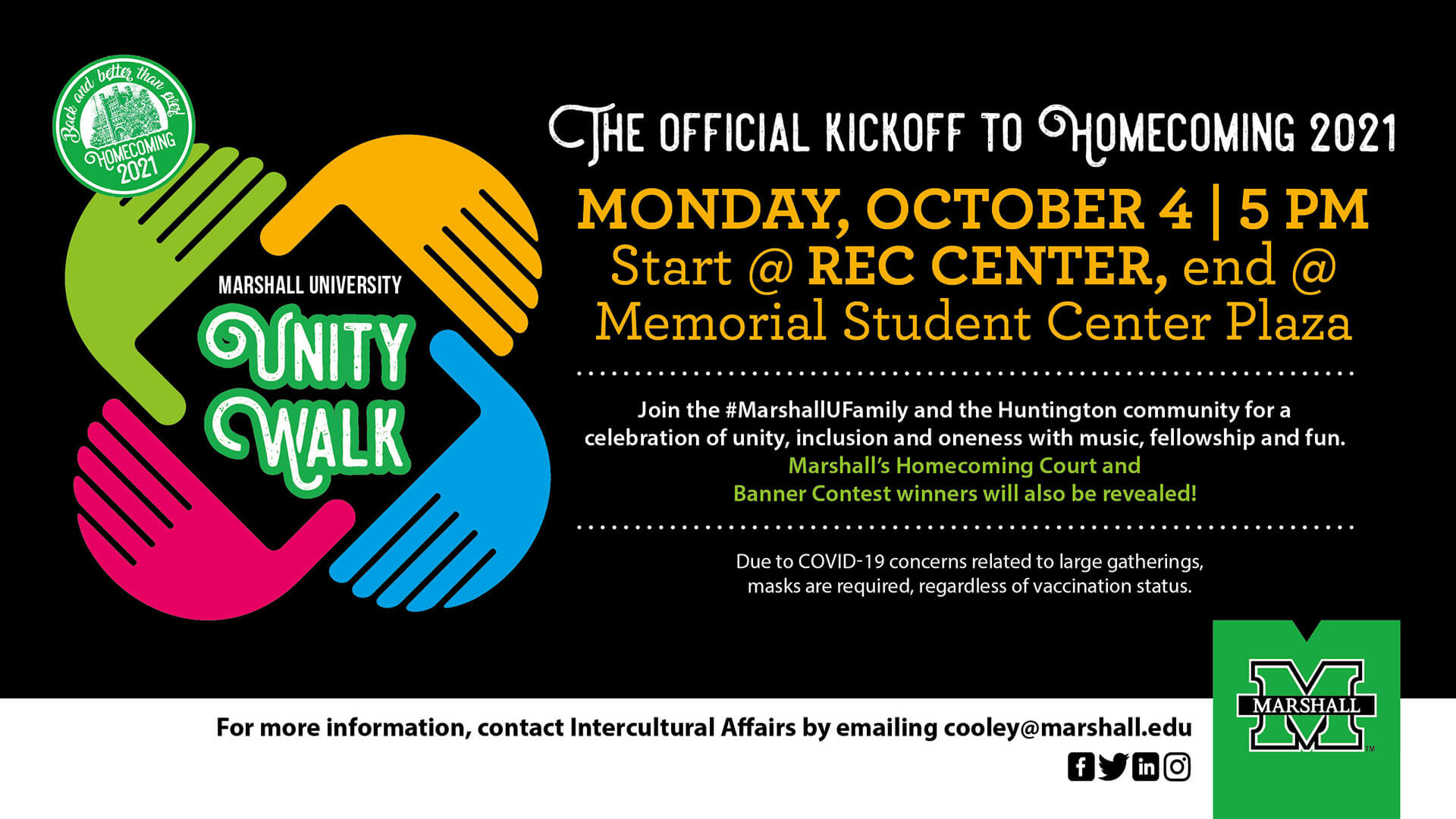 Homecoming activities kick off with Unity Walk - Marshall University News