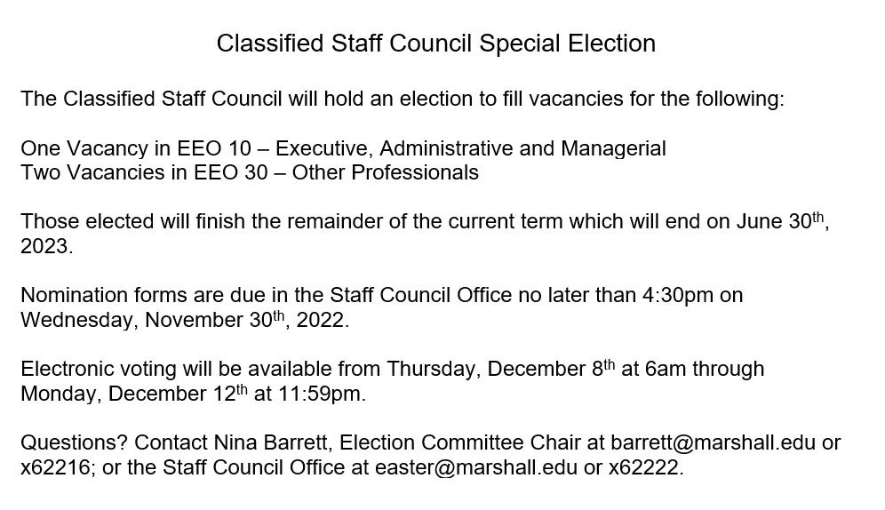 Staff Council Elections - Classified Staff Council